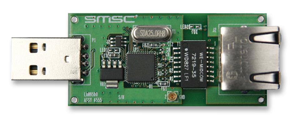 EVB-LAN9500A-LC - Microchip - Evaluation Board, USB/Ethernet PHY, Onboard RJ45 & USB Type A ...