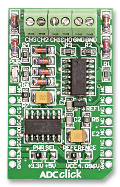 MIKROE-922 - Mikroelektronika - Daughter Board, ADC Click Accessory Board in MikroBUS Form ...