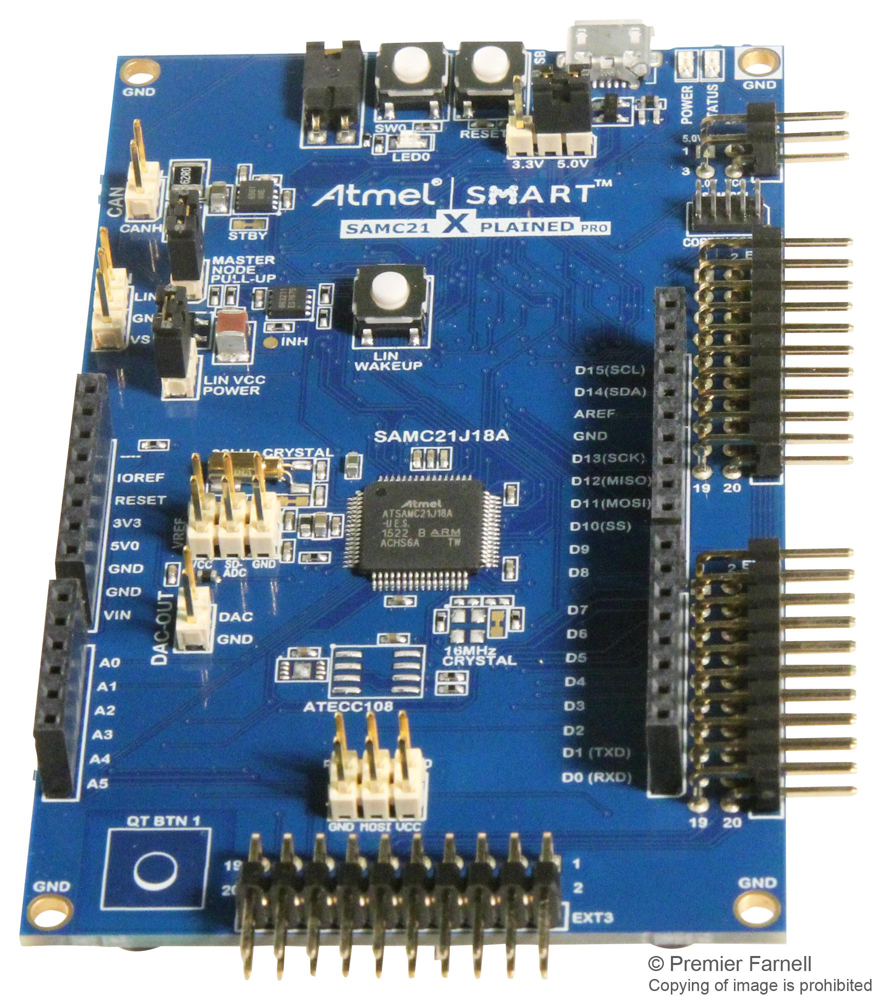 ATSAMC21-XPRO - Microchip - Evaluation Kit, SAM C21 Xplained Pro, ATSAMC21J18A MCU | element14 Korea