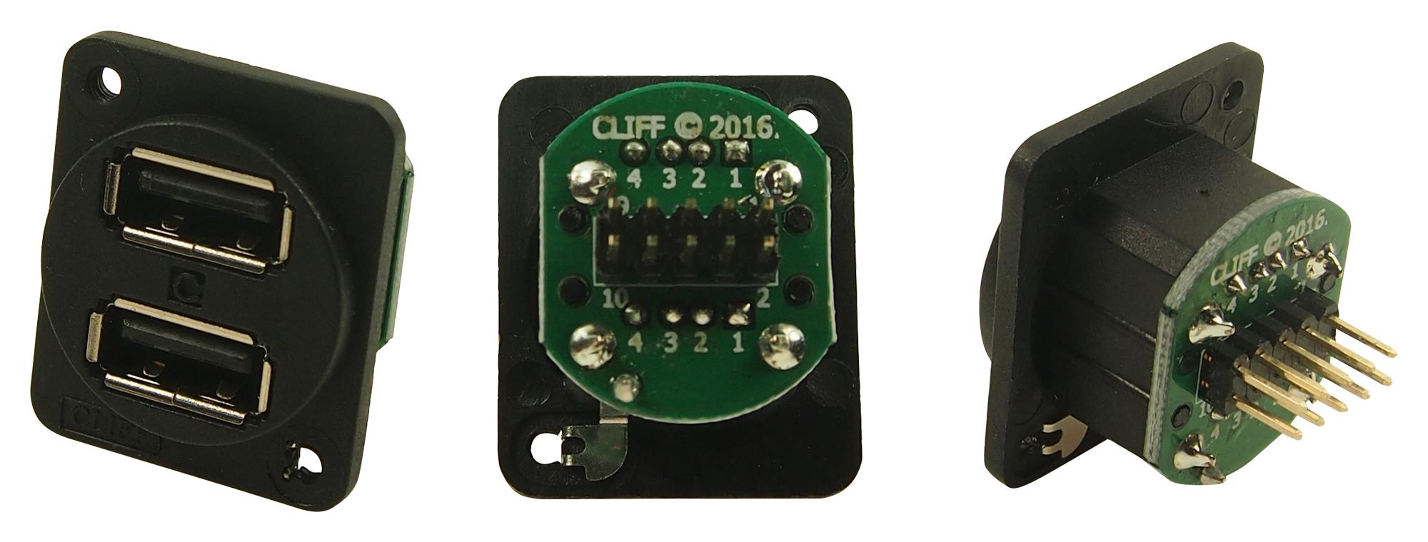 CP30100X - Cliff Electronic Components - USB Stacked Connector, USB ...