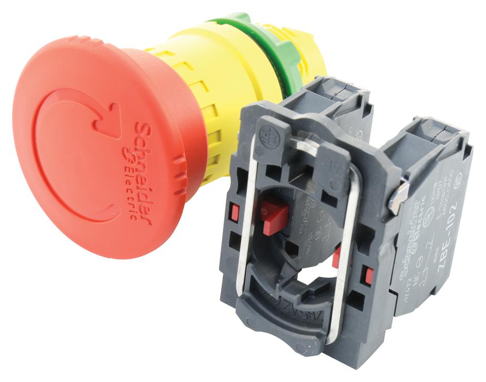 XB5AS8444 - Schneider Electric - Emergency Stop Switch, DPST-NC, Turn to Release | element14 Korea