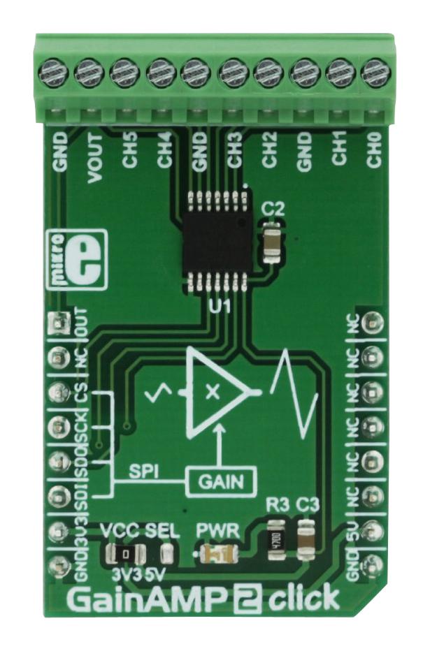 MIKROE-2859 - Mikroelektronika - Add-On Board, Programmable Gain Amplifier v2 Click Board ...