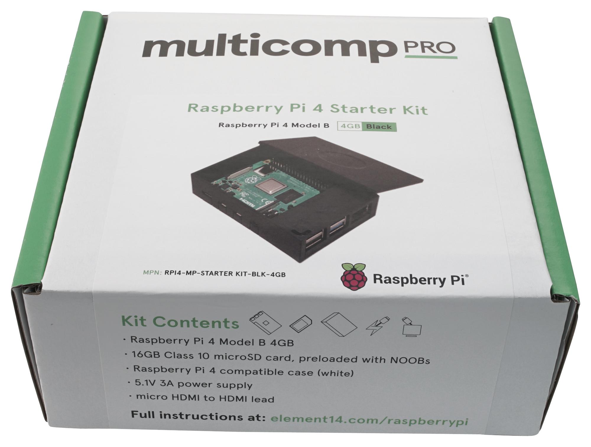 RPI4-MP-STARTER KIT-BLK-4GB - Multicomp Pro - Raspberry Pi 4B Starter ...