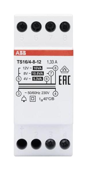 TS16/4-8-12 - Abb - DIN Rail Mount Transformer, Non-Inherently Short ...