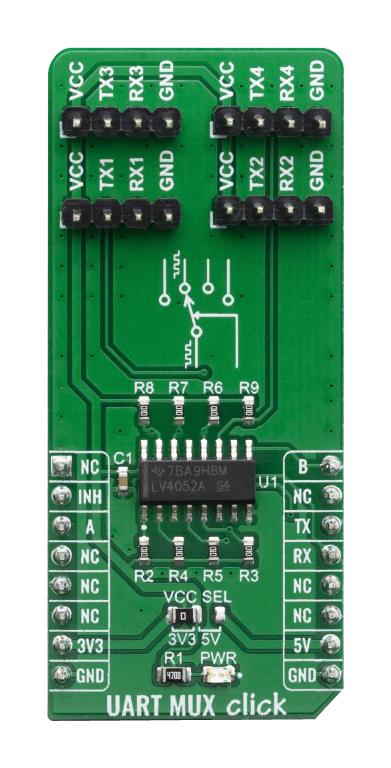 MIKROE-3878 - Mikroelektronika - UART MUX CLICK BOARD | element14 Korea