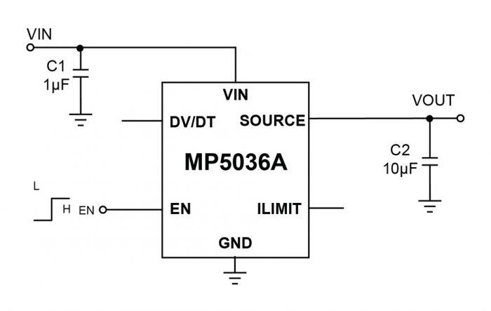 MP5036AGJ-P - Monolithic Power Systems (mps) - Power Load Distribution Switch, Active High, 1 ...