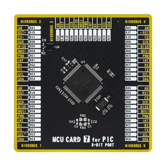 MIKROE-4009 - Mikroelektronika - Add-On Board, MikroE MCU Card 7, PIC18F PIC18F87J50-I/PT MCU ...