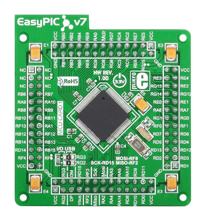 MIKROE-1516 - Mikroelektronika - Add-On Board, MikroE MCU EasyPIC FUSION v7, PIC24FJ ...