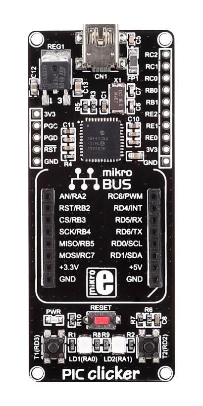 MIKROE-1487 - Mikroelektronika - Development Kit, PIC Clicker, PIC18F47J53-I/ML | element14 Korea