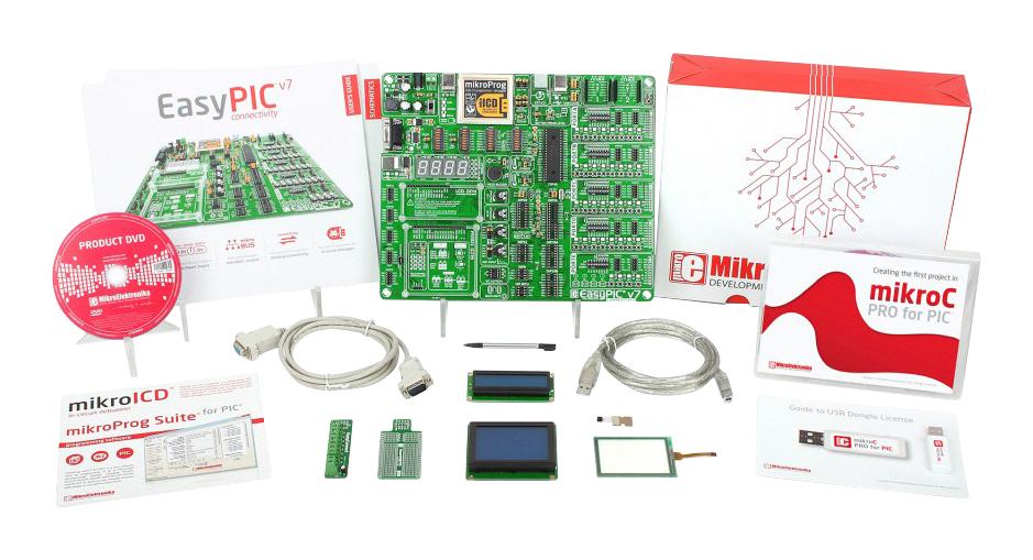 MIKROE-802 - Mikroelektronika - Development Board EasyPIC v7, PIC18F45K22-I/P, Supports 8-bit ...