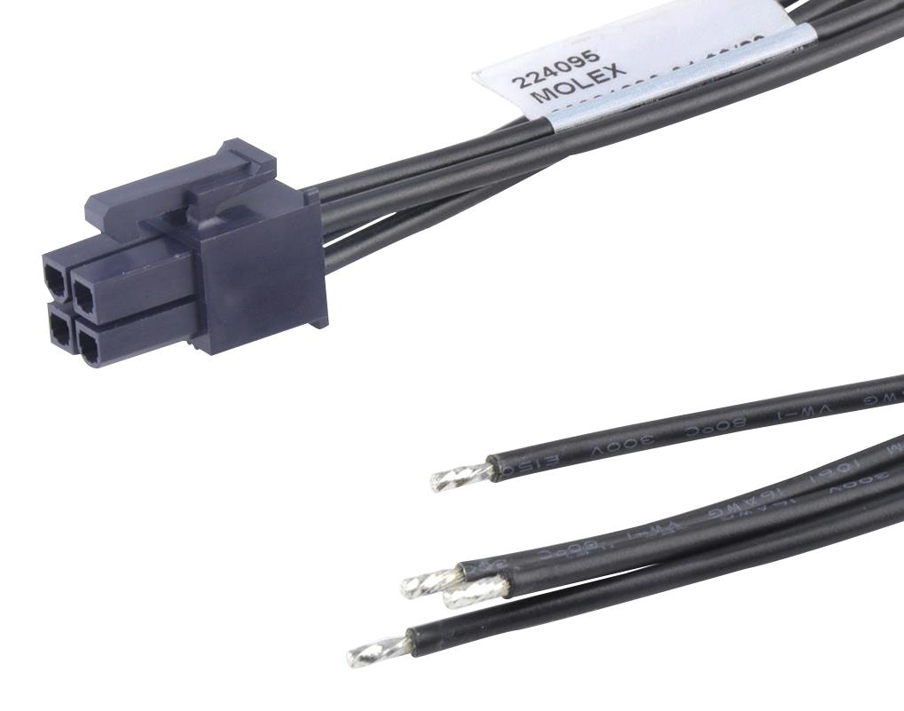 224095-1043 - Molex - Cable Assembly, Mini-Fit Versa Receptacle to Free End, 4 Ways | element14 ...
