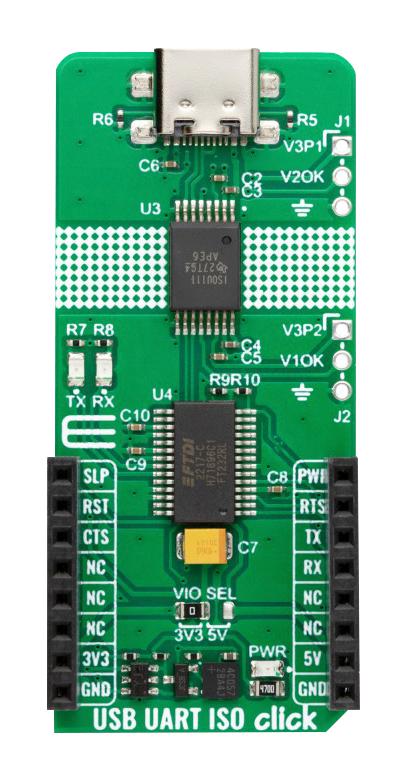 MIKROE-5815 - Mikroelektronika - Add-On Board, USB UART ISO Click, 3.3V/5V in | element14 Korea