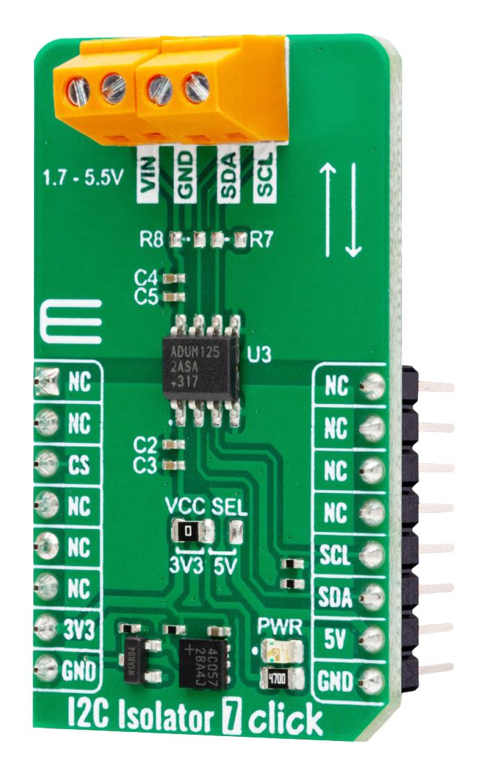 MIKROE-5943 - Mikroelektronika - Add-On Board, I2C Isolator 7 Click, MikroE mikroBUS Compatible ...