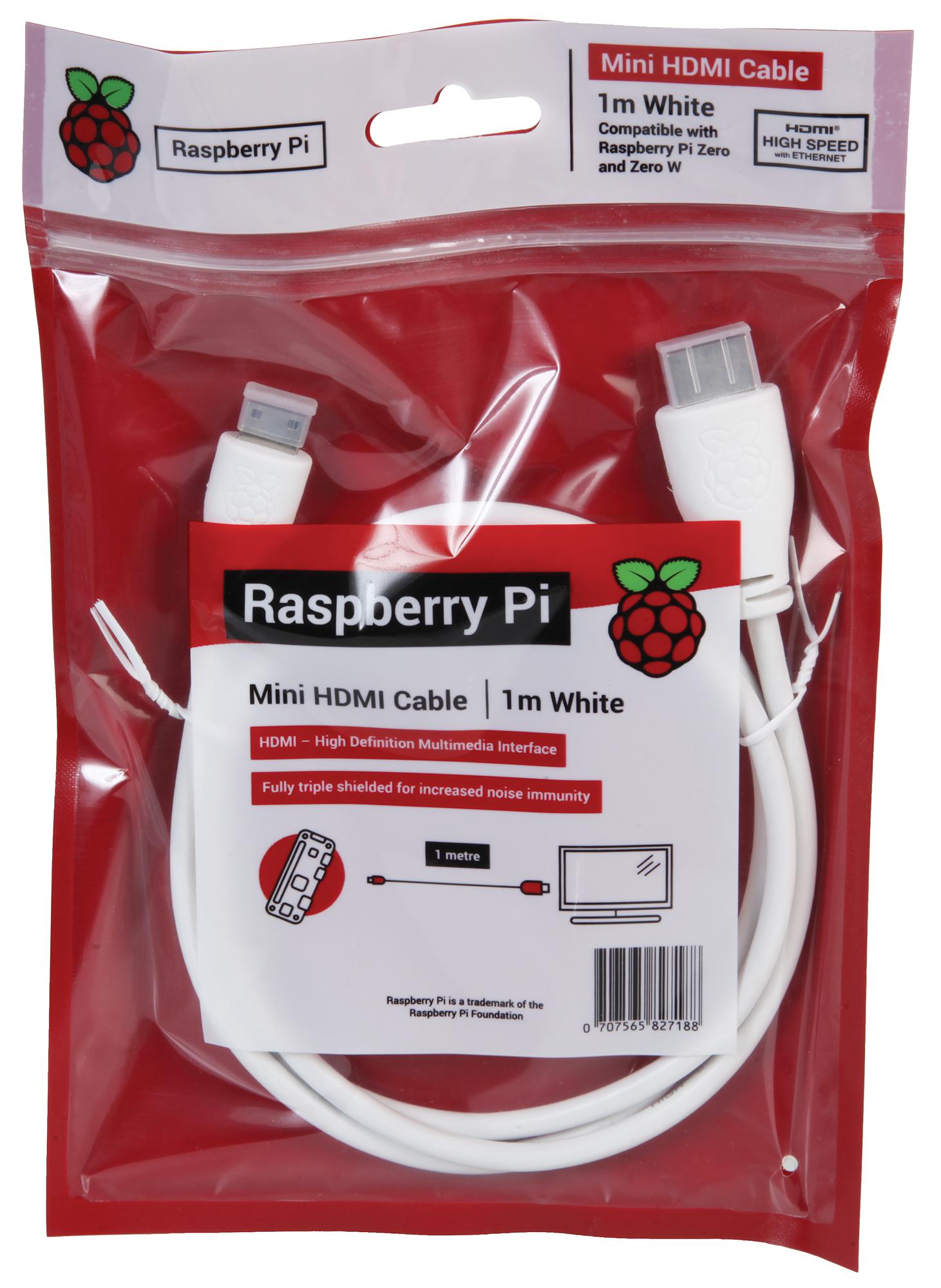 SC0051 - Raspberry-pi - Mini HDMI to HDMI Cable, 1 m, White | element14 ...