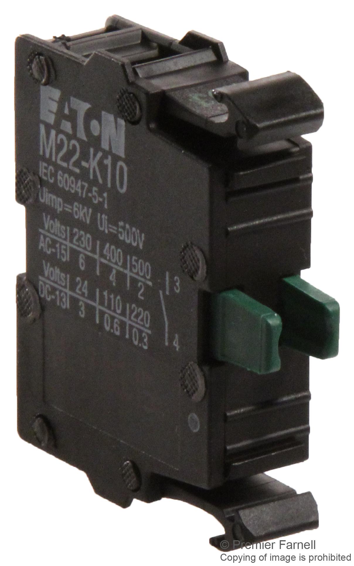 M22-K10. - Eaton Cutler Hammer - CONTACT BLOCK, 1NO, 4A | element14 Korea