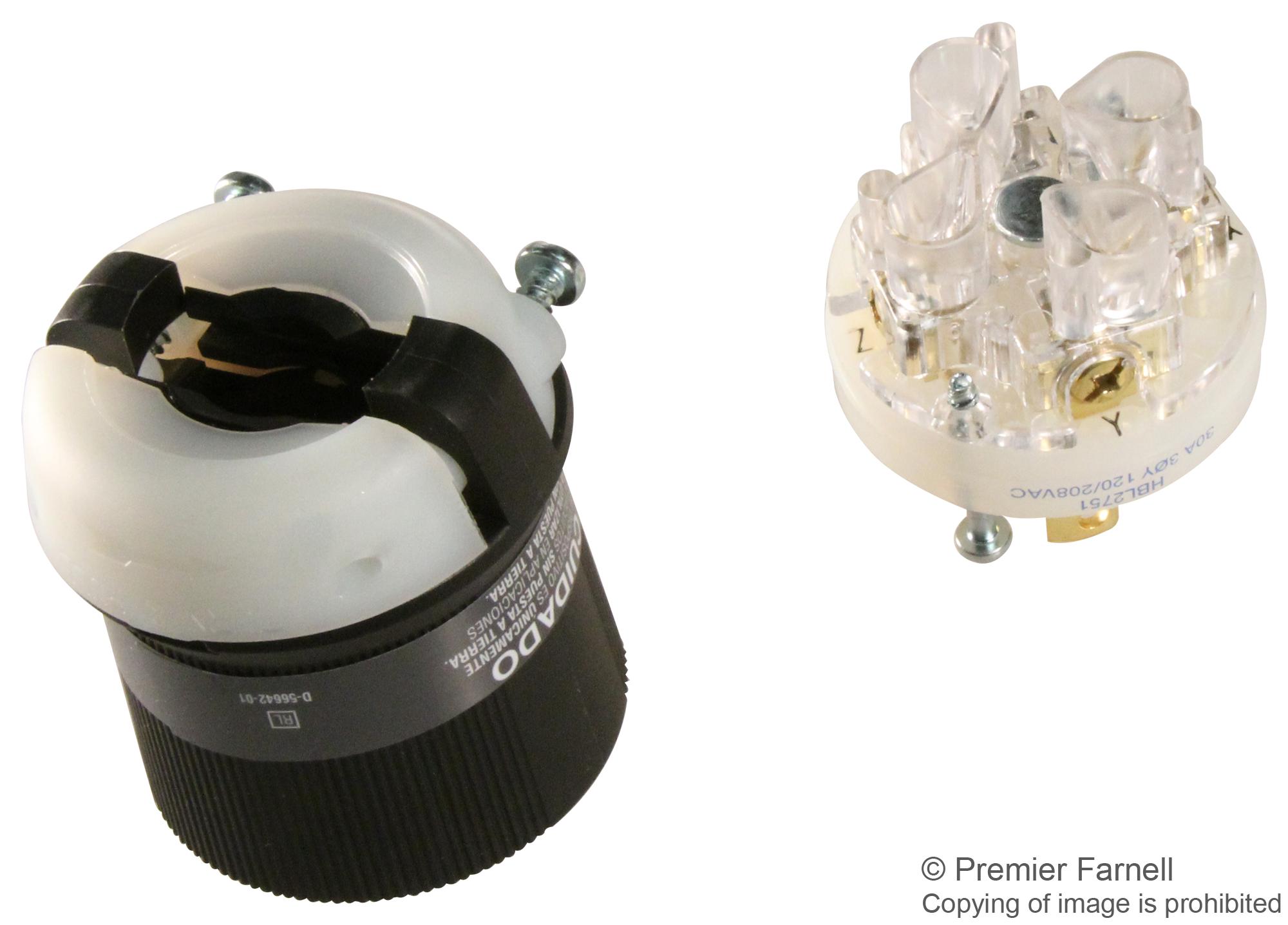 HBL2751 - Hubbell Wiring Devices - TWIST LOCK PLUG, 4P4W, 30A 120/208V ...