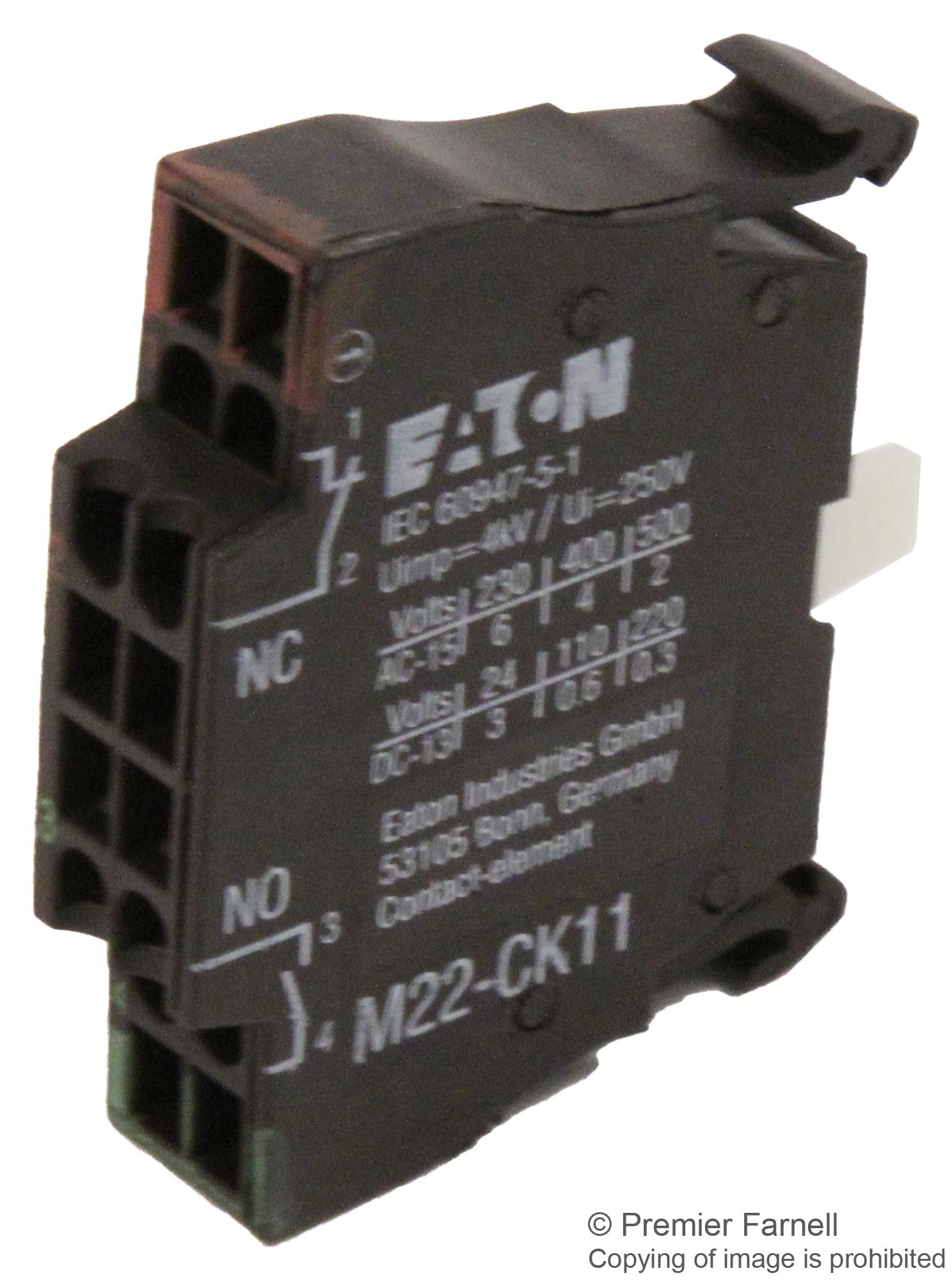 M22-CK11. - Eaton Moeller - CONTACT BLOCK, SPST-NO/NC, SPRING CLAMP | element14 Korea