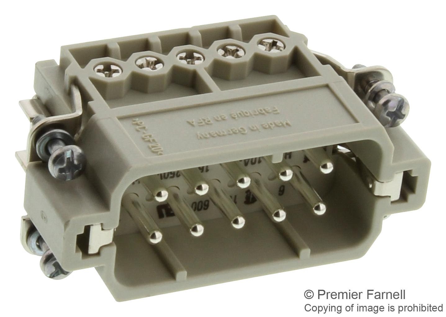 09200102612 - Harting - RECTANGULAR HAN INSERT, PLUG 10WAY SCREW | element14 Korea