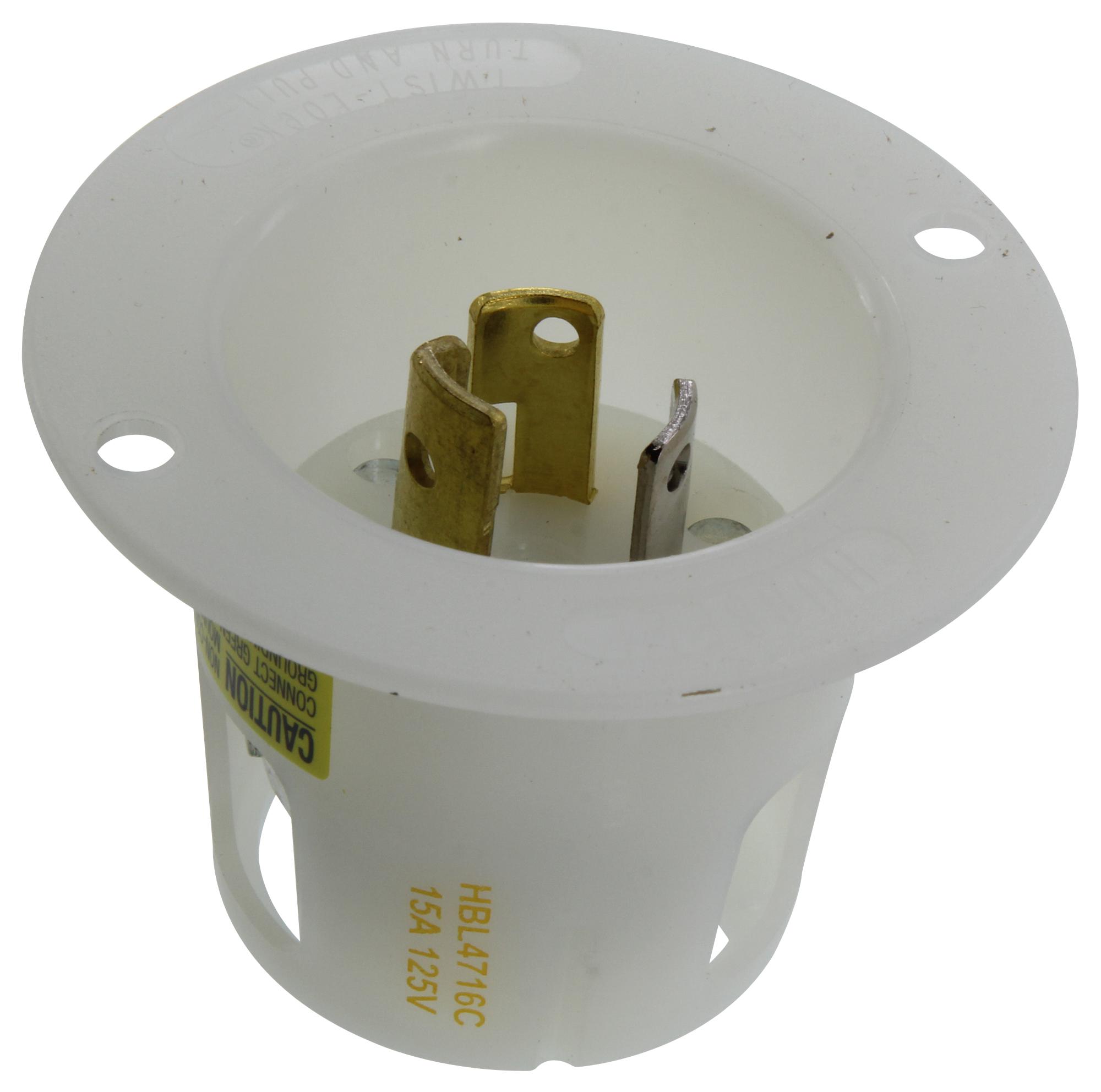 HBL4716C - Hubbell Wiring Devices - TWIST LOCK FLANGED INLET, 2P3W, 15A ...